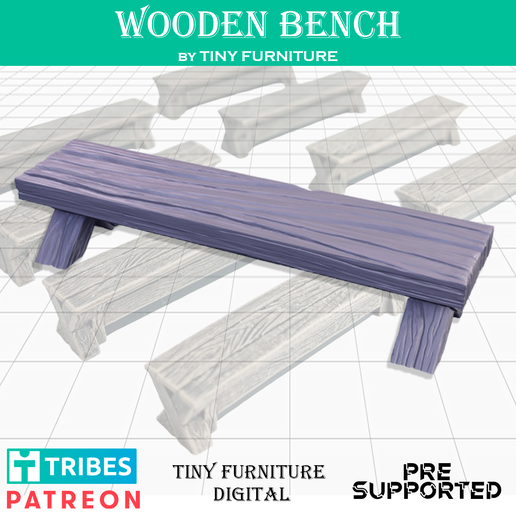 🪵 Mediaval wooden table and bench・Free STL File for ・Cults