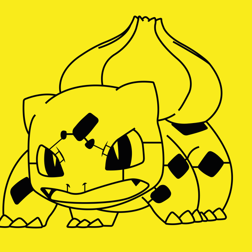 STL file 2D Wall Decoration - Pokemon Angry Bulbasaur 🐉 ・3D printing ...