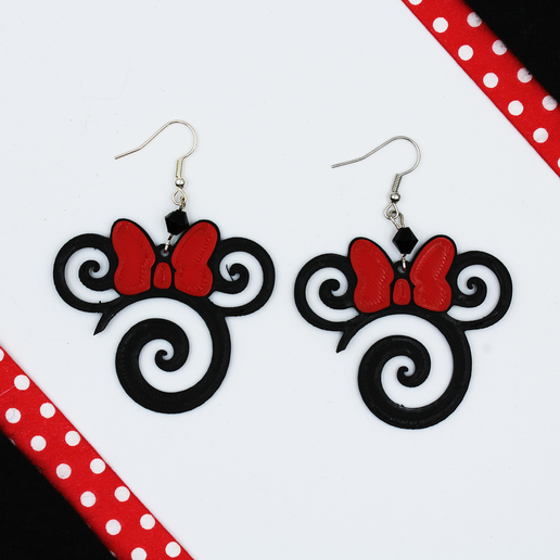 STL file Minnie Mouse Bows Earring Disney Jewelry Medal Ring Cartoon 🐁 ...