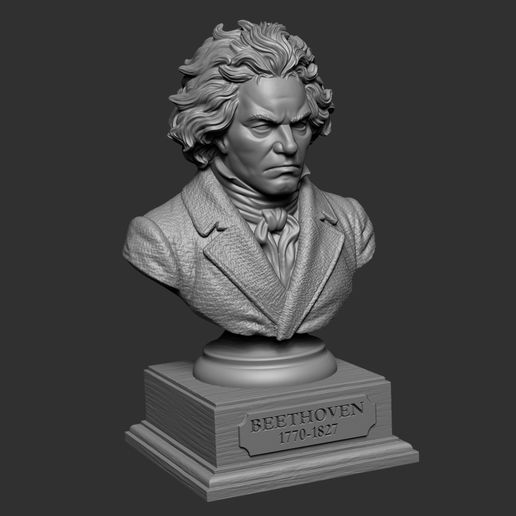 🚐 Ludwig van Beethoven - Realistic Bust with Pedestal・ STL File for 3D ...