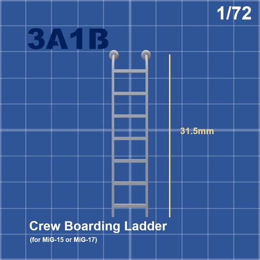 🪜 Crew Boarding Ladder (for MiG-15 or MiG-17) 1/72・ STL File for 3D ...