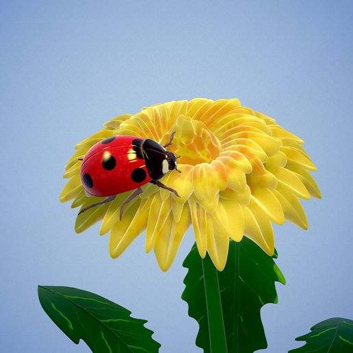 STL file LADYBUG and FLOWER 🐞 ・3D printable model to download・Cults