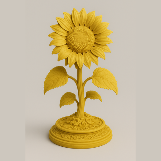 🌻 Sunflower Sculpture with Base – 3D Print STL File・ STL File for 3D ...