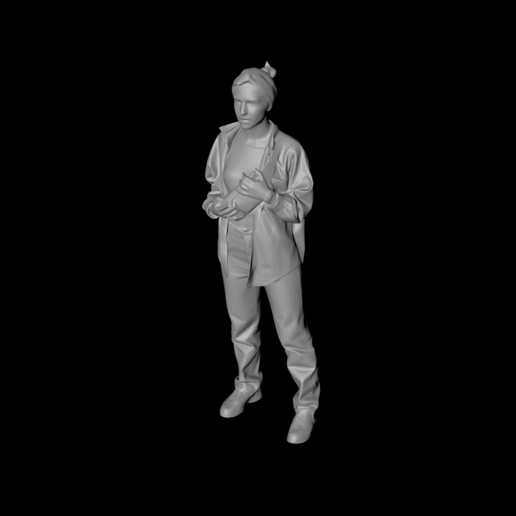 👩 1/64 3D digital model of a woman holding a chest bag・ STL File for 3D ...