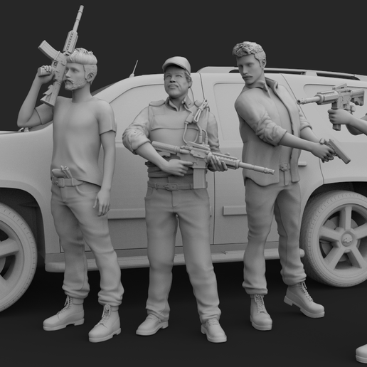 👾 Joaquín Archivaldo Guzmán Loera / El Chapo Guzman and Escorts・ STL File for 3D printing・Cults