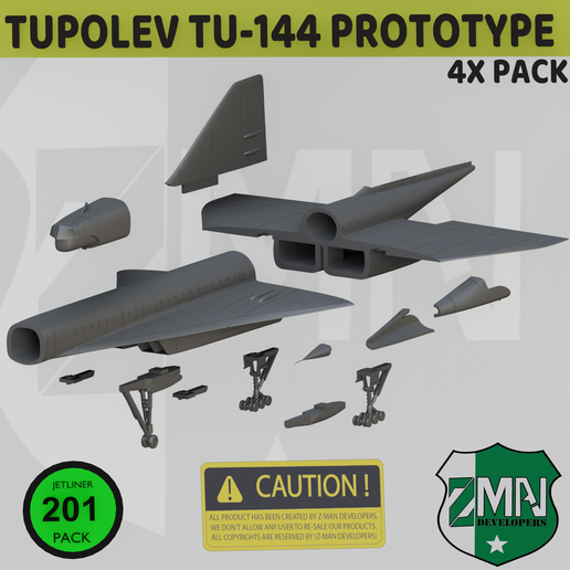 ️ TUPOLEV TU-144 PROTOTYPE (V1)・ STL File for 3D printing・Cults
