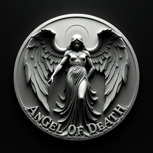 👼 angel of death coin token wall art・ STL File for 3D printing・Cults