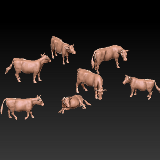 🚜 Miniatures - Set of Cows・ STL File for 3D printing・Cults