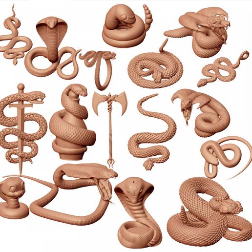 3D file snake cobra zodiac rat rattlesnake venomous snake - 3d stl 16 ...