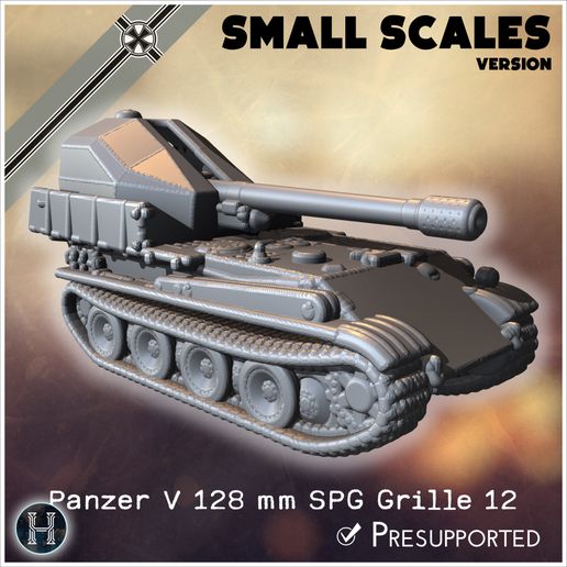 🤏 Panzer V 128 mm SPG Grille 12 (K) (small scales version) - Germany ...