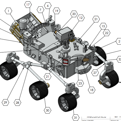 mars rover technical drawing