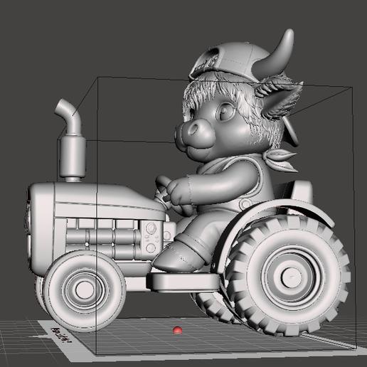 🐄 Cute Highland Cow Driving Vintage Tractor | STL File | Farm Animal ...