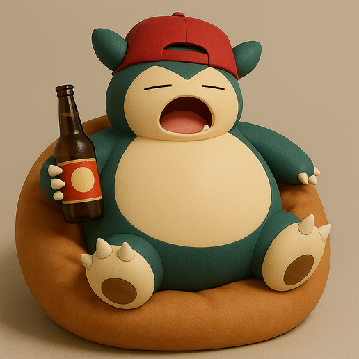 😪 Snorlax Sleepy BAD GUY Snorlax on Puff for Pokémon Fans and ...