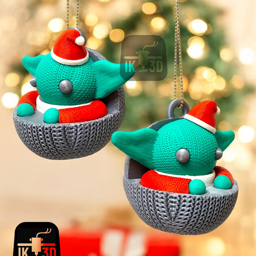 🎅 Knitted Grogu With Santa Claus Hat Ornament / Multiparts / 3MF ...