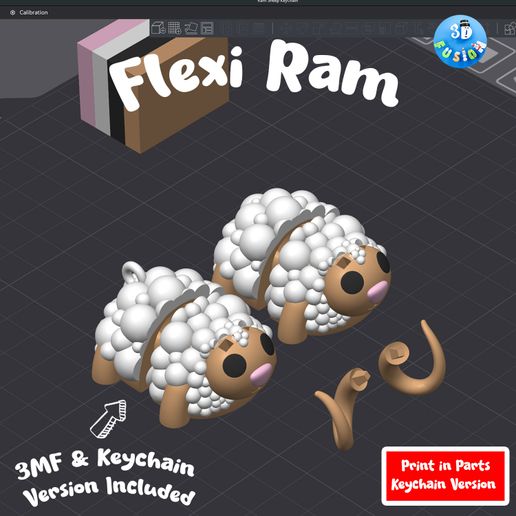 🐏 Flexi Ram Sheep (+ Keychain version)・ 3D File for 3D printing・Cults