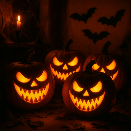 🎃 Evil Halloween Pumpkin Jack-o'-Lantern (3D Printable Hollow Pumpkin ...