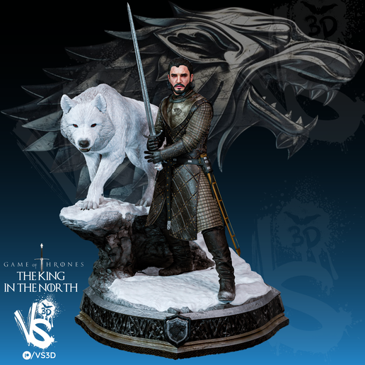 🌨️ Jon Snow and Ghost GOT・ 3D File for 3D printing・Cults