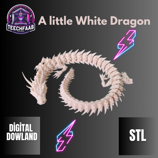 STL file A little White Dragon 🐉 ・3D printer model to download・Cults