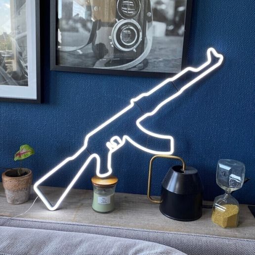 🔫 AK 47 Gun Neon Sign 60cm・ STL File for 3D printing・Cults