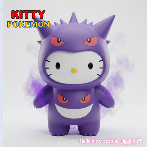 👋 Hello Kitty cosplay Pokemon - Gengar・ STL File for 3D printing・Cults