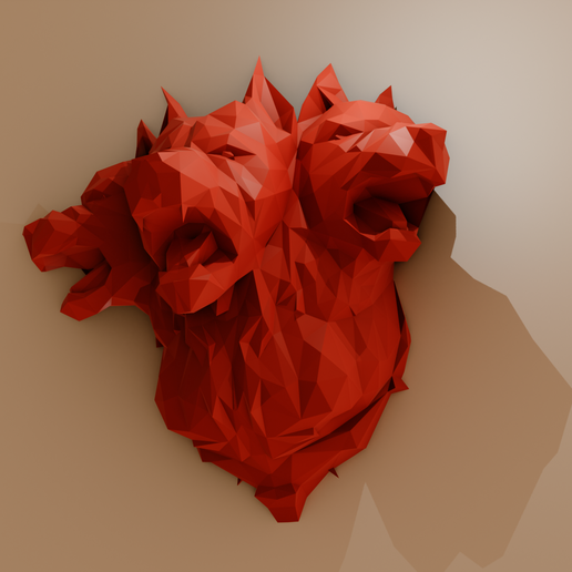 STL file Cerberus head wall mount roaring low poly stl 🐕 ・3D printer ...