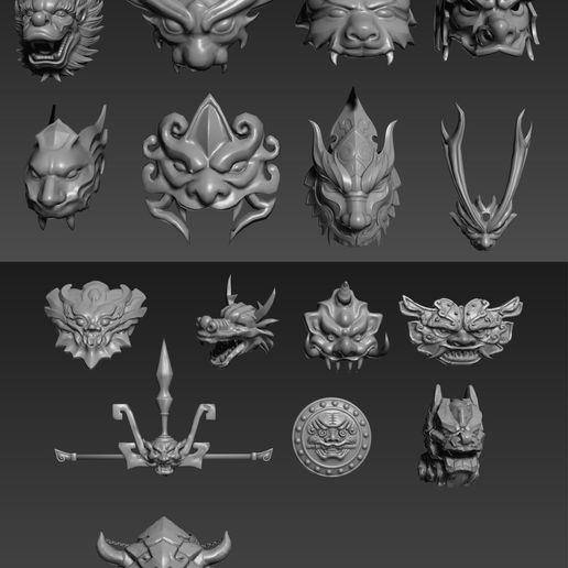 OBJ file Antique dragon head monster mask 3D model 🐉 ・3D printer design ...