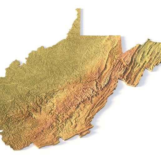 🗺️ West Virginia Topographic Map – 3D Model for 3D Printing & CNC ...