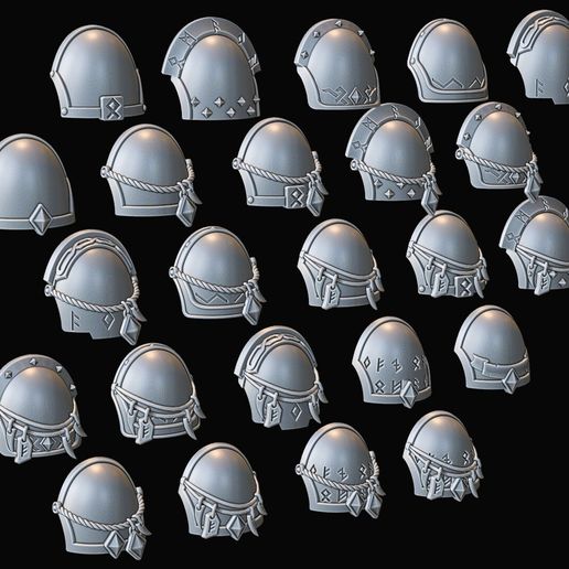 🛰 Viking Warrior Blank Shoulder Pads Set04 Re-Upload・ 3D File for 3D ...