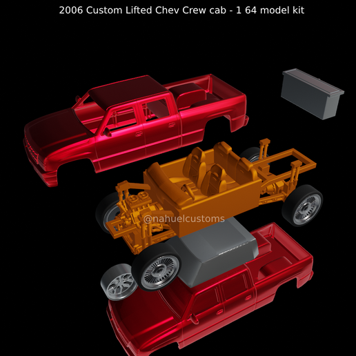 🚕 2006 Custom Lifted Chev Crew cab - 1 64 model kit・ STL File for 3D ...