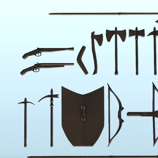 🔫 Set of Medieval weapons (1) - Medieval fight war guns axe cleaver bow ...