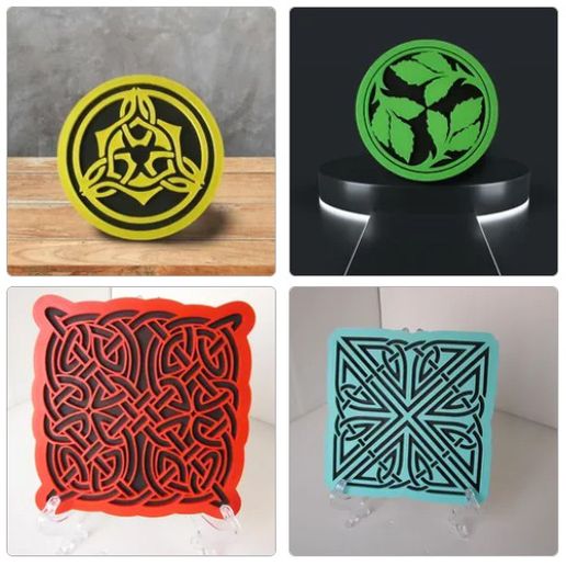 STL file Celtic trivet plates various models with vivid colors and high ...