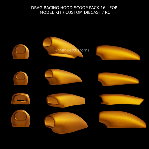 🚗 DRAG RACING HOOD SCOOP PACK 16 - FOR MODEL KIT / CUSTOM DIECAST / RC ...