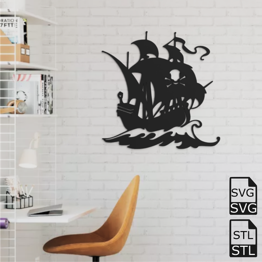 🏴‍☠️ Pirate Ship 2D Wall Art STL SVG・ STL File for 3D printing and CNC ...