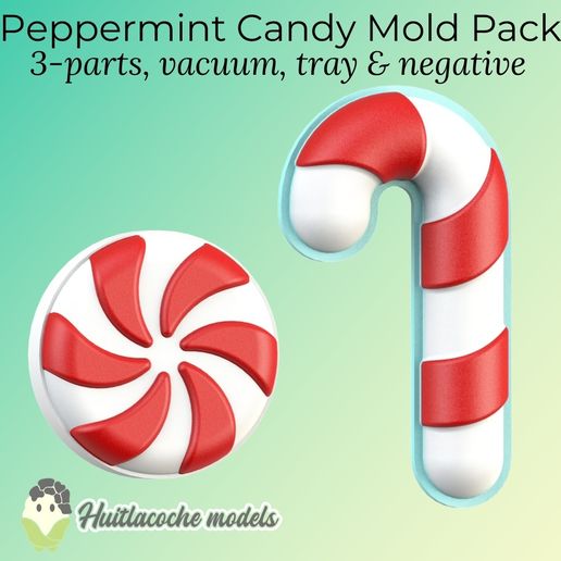 🍬 Peppermint Candy Mold: 3-parts mold, tray and vacuum・ 3D File for 3D ...