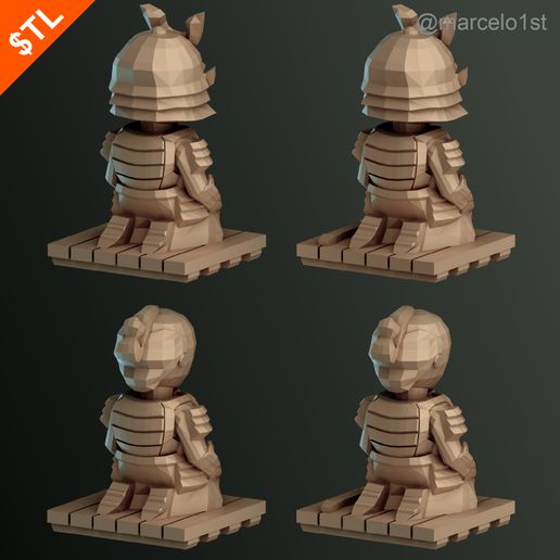 🗡️ Low Poly Samurai Figurine in Seiza Pose - Customizable STL Model・ 3D ...