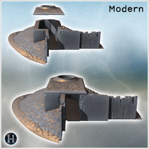 STL file Protection bunker with earth mound and wooden wall (4 ...