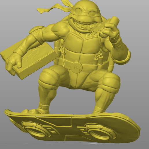 🐢 tmnt mikey on a hoverboard・Free STL File for 3D printing・Cults