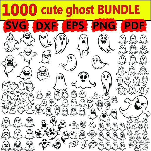 🎃 1000 cute halloween ghost bundles svg, dxf, eps, png, pdf, file・ 3D ...