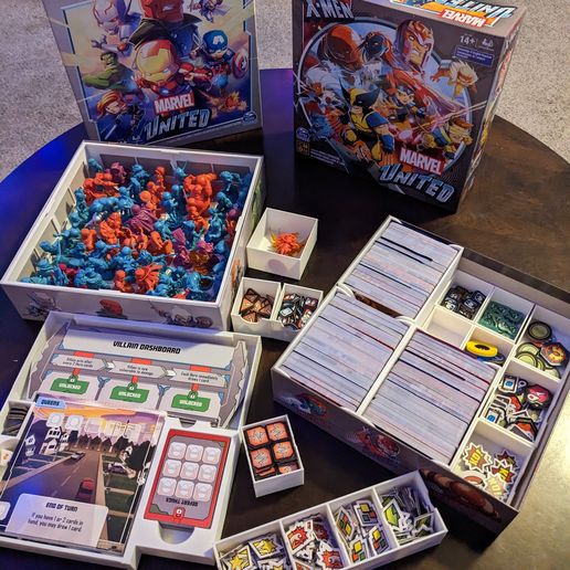 🎲 Marvel United Insert For a Large Collection (fits in two core boxes ...