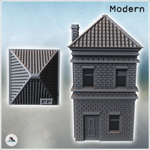 🧱 European Brick Storey House with Fireplace on Side (12) - Modern WW2 ...