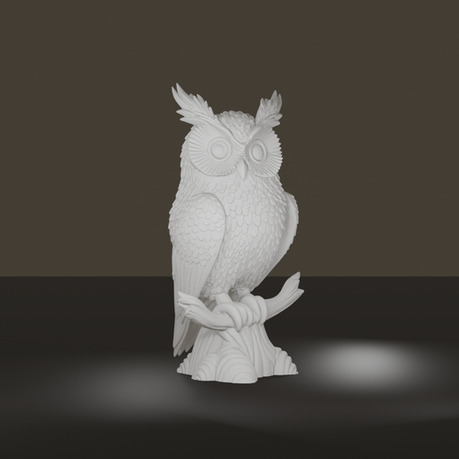 🦉 Relaxed Owl on Branch・ STL File for 3D printing・Cults