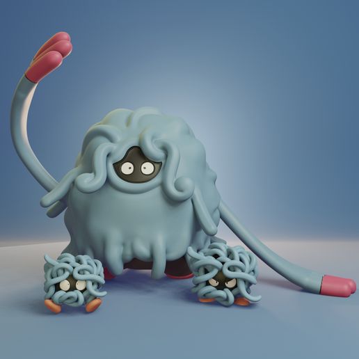 🐉 Pokemon - Tangela and Tangrowth with 2 poses・ STL File for ・Cults