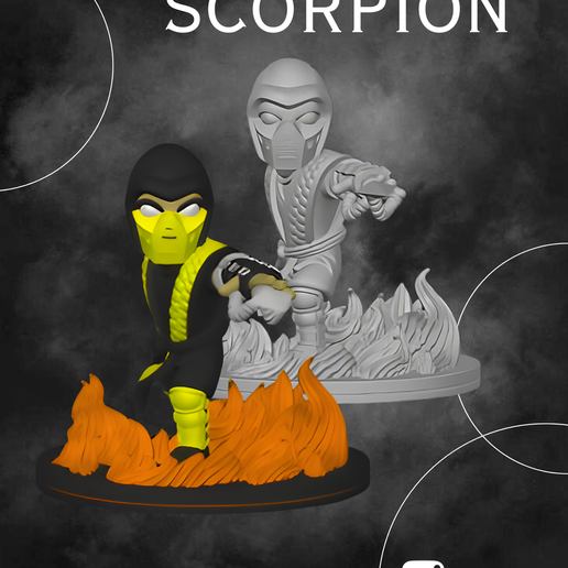 🦂 Mortal kombat Scorpion figurine・ STL File for 3D printing・Cults