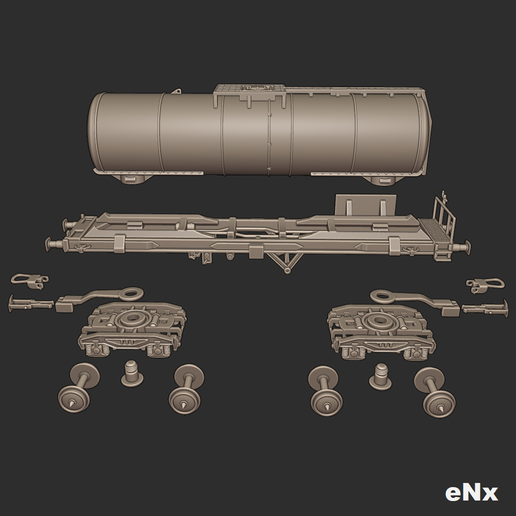 🪖 Long Tank Wagon - H0 Scale - 1:87・ 3D File for 3D printing・Cults