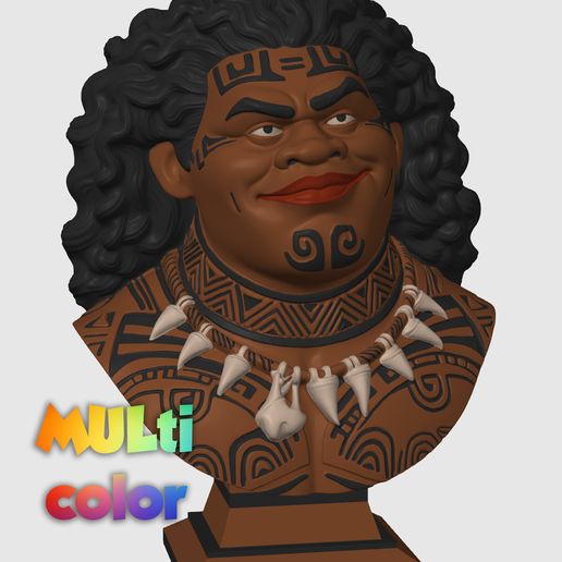 👤 Polynesian Demigod Bust Multi-Color 3MF | Fan Art | Bambu Ready・ 3MF ...
