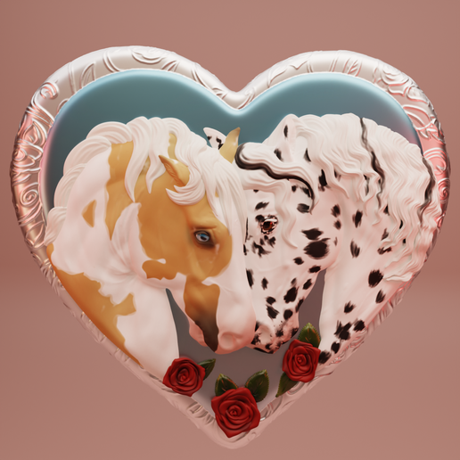 arquivo STL Medallón de caballo con corazón de San Valentín 🐉 ・Modelo ...