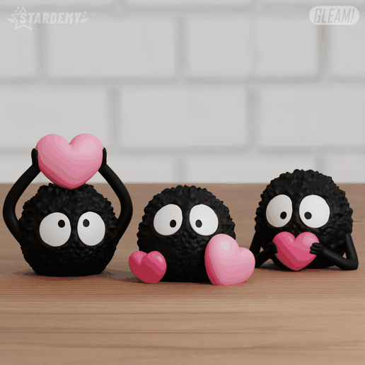 💝 Susuwatari Valentines Soot Sprites Heart 3 models Ghibli Fanart・ 3D ...