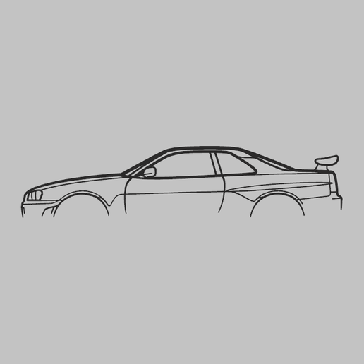 👤 Nissan GTR R34 silhouette・Free STL File for 3D printing and CNC ...