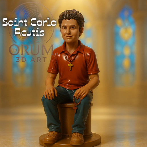 📁 Saint Carlo Acutis Sitting Statue STL File for 3D Print・ STL File for ...