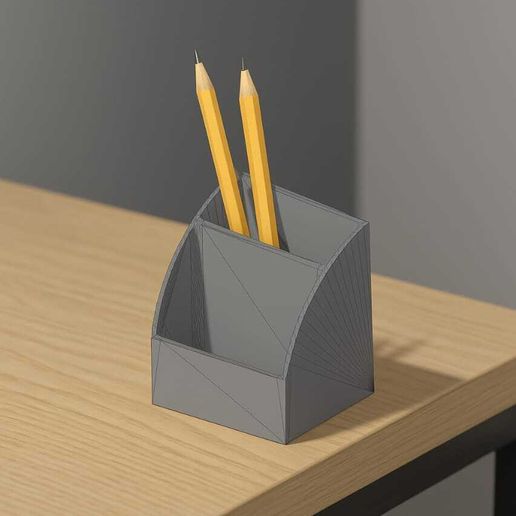 🏢 3D Printable Desk Organizer with Dual Compartments | Modern Curved ...